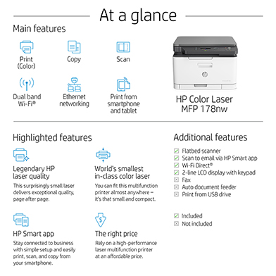 HP Color Laser MFP 178nw A4 Colour Multifunction Laser Printer - 4ZB96A