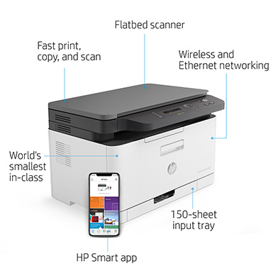 HP Color Laser MFP 178nw A4 Colour Multifunction Laser Printer - 4ZB96A