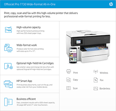 HP OfficeJet Pro 7730 A4 Colour Multifunction Inkjet Printer - Y0S19A