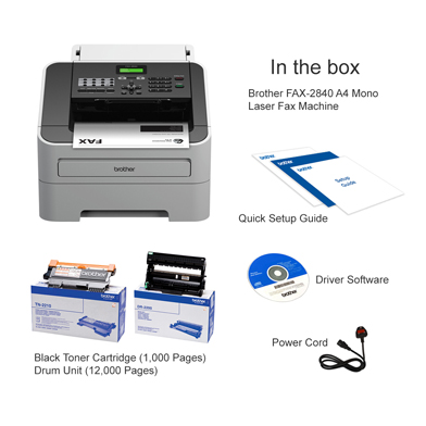 Brother FAX-2840 A4 Mono Laser Fax Machine - FAX2840ZU1