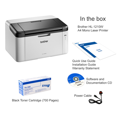 Brother HL-1210W A4 Mono Laser Printer - HL1210WZU1