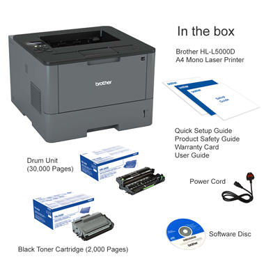 Brother HL-L5000D A4 Mono Laser Printer - HLL5000DZU1