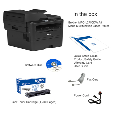 Brother MFC-L2750DW A4 Mono Multifunction Laser Printer - MFCL2750DWZU1