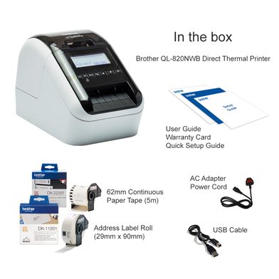 Brother QL-820NWB Direct Thermal Label Printer - QL820NWBZU1