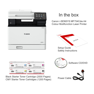Canon i-SENSYS MF754Cdw A4 Colour Multifunction Laser Printer - 5455C020