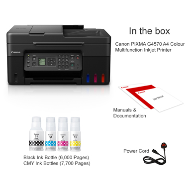 Canon PIXMA G4570 MegaTank A4 Colour Multifunction Inkjet Printer ...