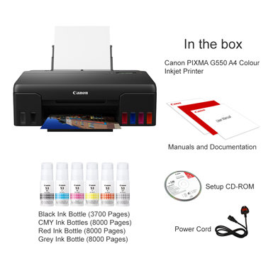 Canon PIXMA G550 MegaTank A4 Colour Inkjet Printer - 4621C008AA