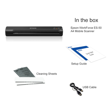 Epson WorkForce ES-50 A4 Mobile Sheetfed Scanner - B11B252401