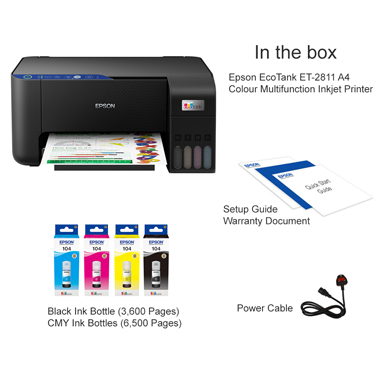 Epson EcoTank ET-2811 A4 Colour Multifunction Inkjet Printer - C11CJ67402