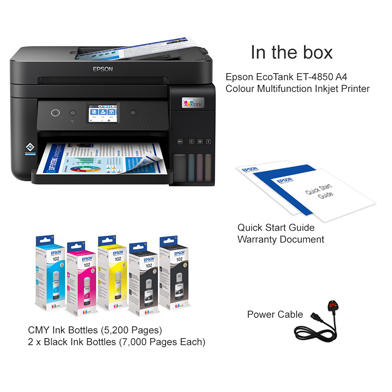 Epson EcoTank ET-4850 A4 Colour Multifunction Inkjet Printer - C11CJ60401
