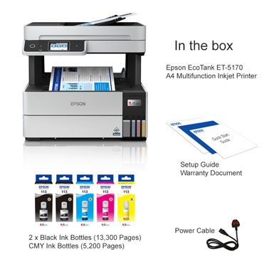 Epson EcoTank ET-5170 A4 Colour Multifunction Inkjet Printer - C11CJ88401