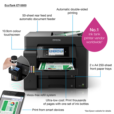 Epson EcoTank ET-5800 A4 Colour Multifunction Inkjet Printer - C11CJ30401CA