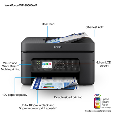 Epson WorkForce WF-2950DWF A4 Colour Multifunction Inkjet Printer ...