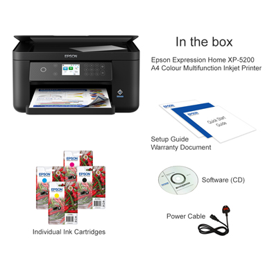 Epson Expression Home XP-5200 A4 Colour Multifunction Inkjet Printer ...