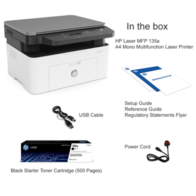 HP Laser MFP 135a A4 Mono Multifunction Laser Printer - 4ZB82A