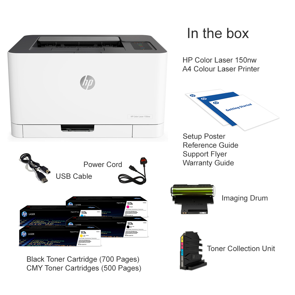 HP Color Laser 150nw A4 Colour Laser Printer - 4ZB95A