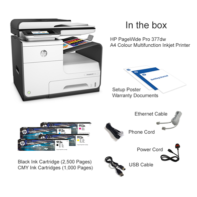 HP PageWide Pro 377dw A4 Colour Multifunction Inkjet Printer - J9V80B