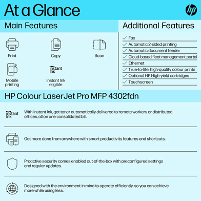 HP Color LaserJet Pro MFP 4302fdn A4 Colour Multifunction Laser Printer ...