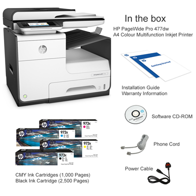 HP PageWide Pro 477dw A4 Colour Multifunction Inkjet Printer - D3Q20B