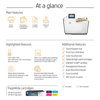 HP PageWide Enterprise Color 556dn A4 Colour Inkjet Printer - G1W46A