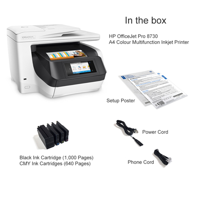HP OfficeJet Pro 8730 A4 Colour Multifunction Inkjet Printer - D9L20A
