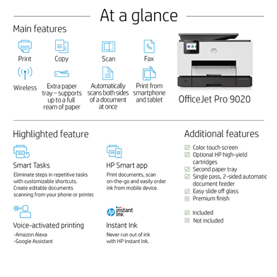HP OfficeJet Pro 9020 A4 Colour Multifunction Inkjet Printer - 1MR78B