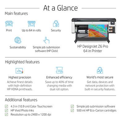 HP DesignJet Z6 Pro 64" Colour Large Format Inkjet Printer - 2QU25A