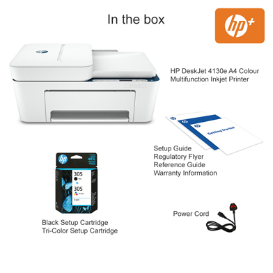 HP DeskJet 4130e A4 Colour Multifunction Inkjet Printer with HP Plus ...