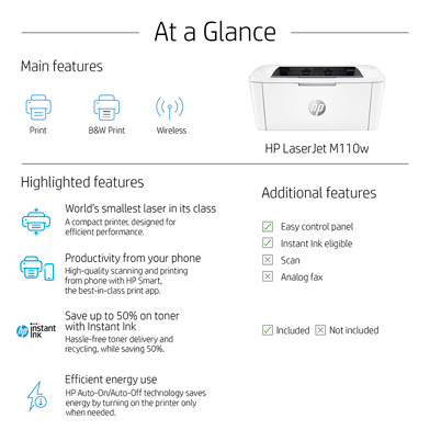 HP LaserJet M110w A4 Mono Laser Printer - 7MD66F