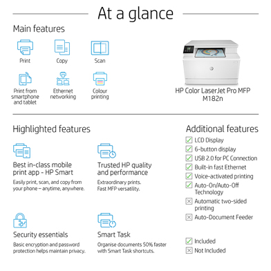 HP Color LaserJet Pro MFP M182n A4 Colour Multifunction Laser Printer ...