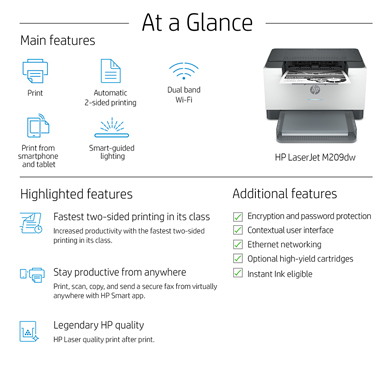 HP LaserJet M209dw A4 Mono Laser Printer - 6GW62F