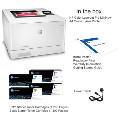 HP Color LaserJet Pro M454dw A4 Colour Laser Printer - W1Y45A