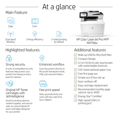 HP Color LaserJet Pro MFP M479dw A4 Colour Multifunction Laser Printer ...