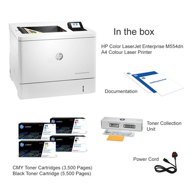 HP Color LaserJet Enterprise M554dn A4 Colour Laser Printer - 7ZU81A