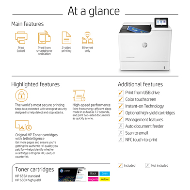 HP Color LaserJet Enterprise M653dn A4 Colour Laser Printer - J8A04A