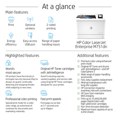 HP Color LaserJet Enterprise M751dn A3 Colour Laser Printer - T3U44A