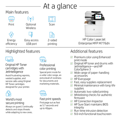 HP Color LaserJet Enterprise MFP M776dn A3 Colour Multifunction Laser ...
