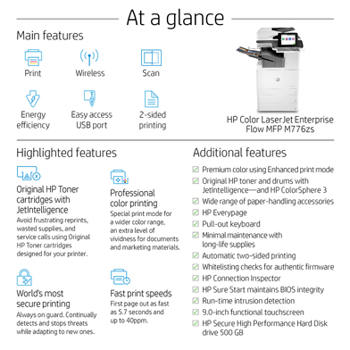 HP Color LaserJet Enterprise Flow MFP M776zs A3 Colour Multifunction ...