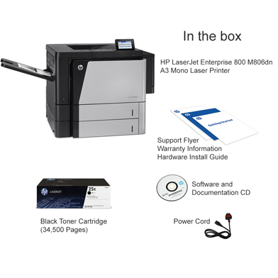 HP LaserJet Enterprise 800 M806dn A3 Mono Laser Printer - CZ244A