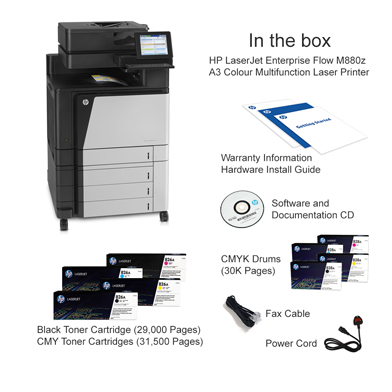 HP LaserJet Enterprise Flow M880z A3 Colour Multifunction Laser Printer ...