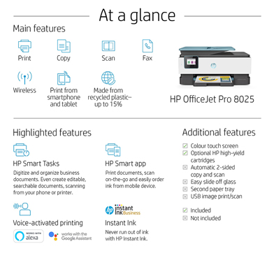 HP OfficeJet Pro 8025 A4 Colour Multifunction Inkjet Printer - 3UC61B