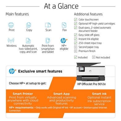 HP OfficeJet Pro 9012e A4 Colour Multifunction Inkjet Printer with HP ...