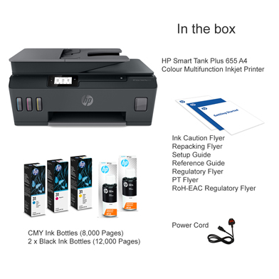 HP Smart Tank Plus 655 A4 Colour Multifunction Inkjet Printer - Y0F74A