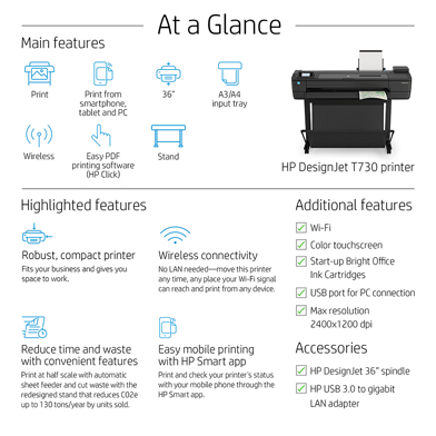 HP DesignJet T730 36" Colour Large Format Printer - F9A29D