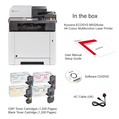 Kyocera ECOSYS M5526cdw A4 Colour Multifunction Laser Printer - 1102R73NL0