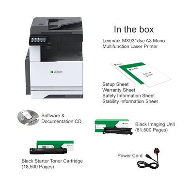 Lexmark MX931dse A3 Mono Multifunction Laser Printer - 32D0073