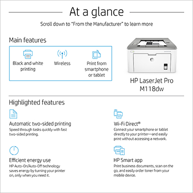 HP LaserJet Pro M118dw A4 Mono Laser Printer - 4PA39A