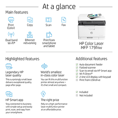 HP Color Laser MFP 179fnw A4 Colour Multifunction Laser Printer - 4ZB97A