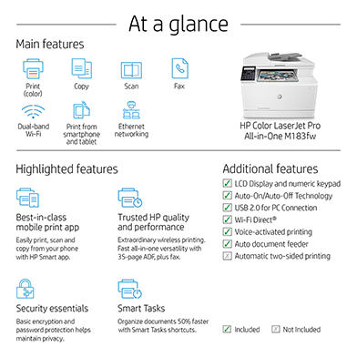 HP Color LaserJet Pro MFP M183fw A4 Colour Multifunction Laser Printer ...