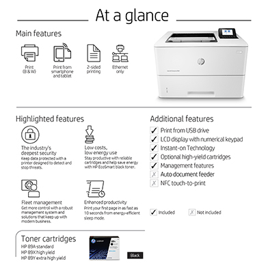 HP LaserJet Enterprise M507dn A4 Mono Laser Printer - 1PV87A